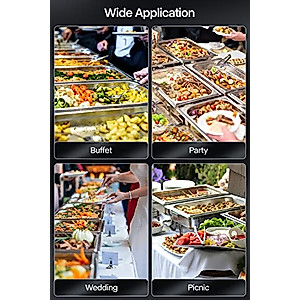 LEACCO Chafing Dishes Buffet Set, 4 Pack 8QT Stainless Steel Chafers Food Warmer Trays for Buffets, Parties