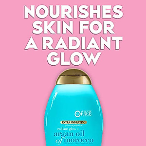 OGX Radiant Glow + Argan Oil of Morocco Extra Hydrating Body Wash for Dry Skin, Moisturizing Gel Body Cleanser for Silky Soft Skin, Paraben-Free, Sulfate-Free Surfactants, 19.5 fl oz