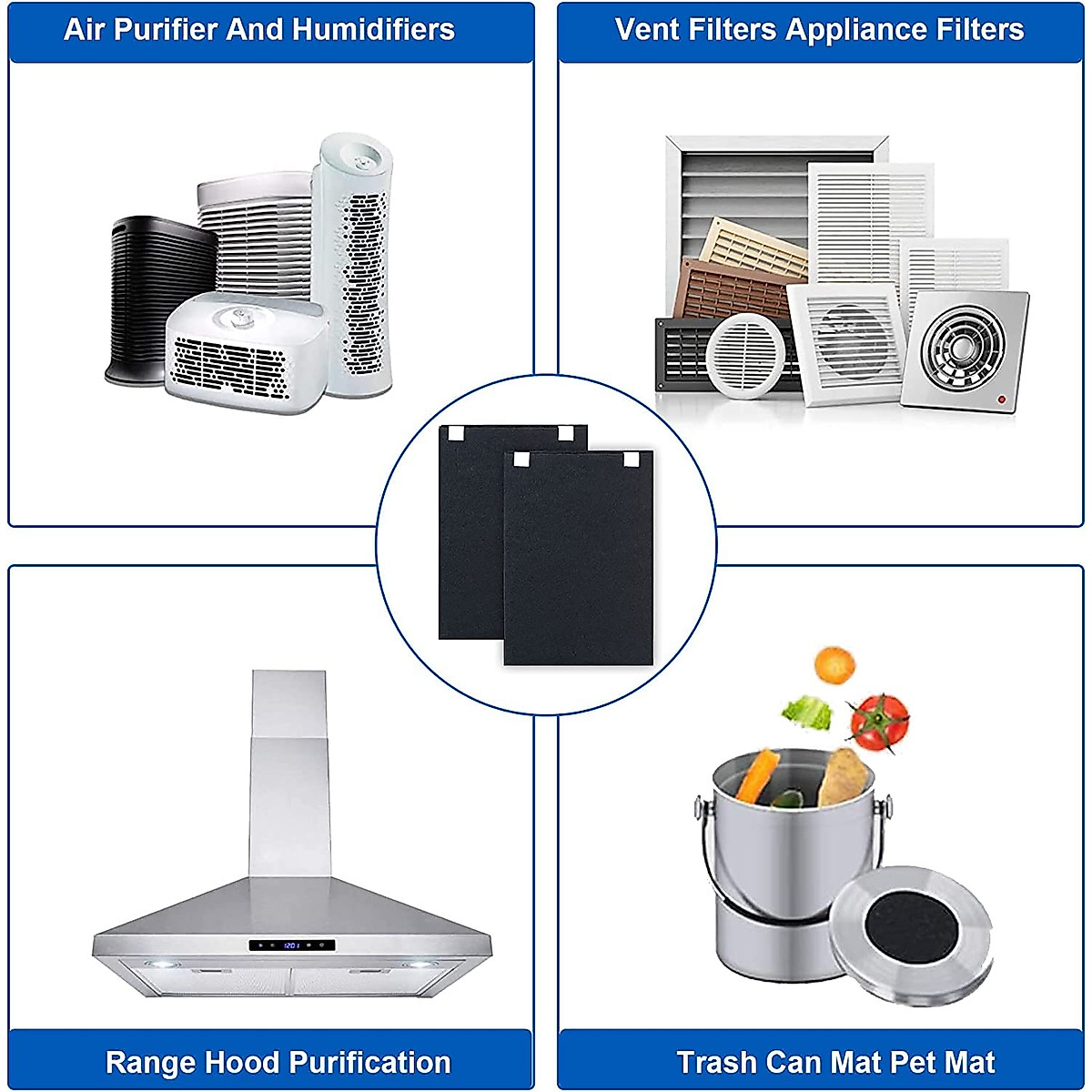 JASENG 2 Pack Carbon Pre Filter 48"x8" Cut to Fit Compatible with Honeywell Air Purifiers Universal Replacement Activated Charcoal Pad Air Filter fits Furnace Filters Trash Cans and Air Conditioner