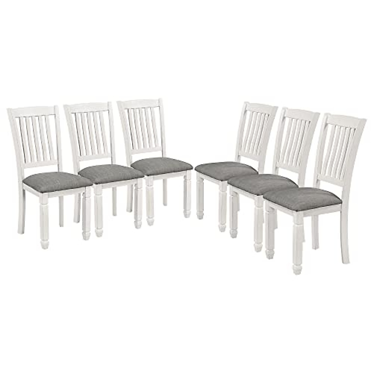 LUMISOL Farmhouse 7 Pice Dining Table Set with 6 Upholstered Chairs Solid Wood Kitchen Dining Set for Dining Room/Living Room Furniture