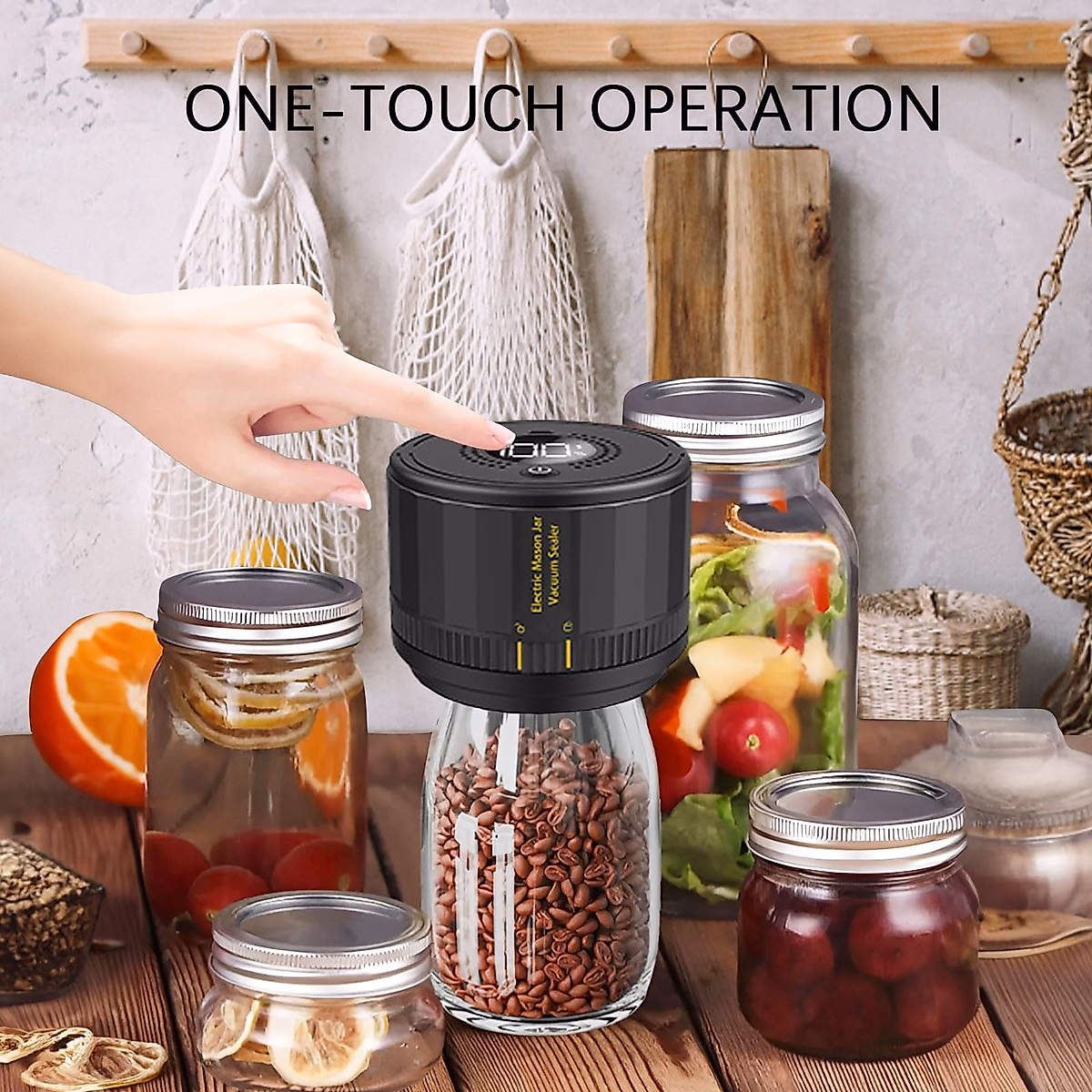 HOTDUCK Auto Stop Electric Mason Jar Vacuum Sealer, 2024 Upgrade Smart Vacuum Sealer Kit for Wide Mouth and Regular Mouth Mason Jars,Portable Vacuum Sealer for Jars