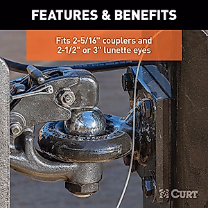 CURT 45907 Adjustable Pintle Hitch Combination, 2-Inch Receiver, 6-Inch Drop, 2-5/16-Inch Ball, 13,000 lbs, CARBIDE BLACK POWDER COAT
