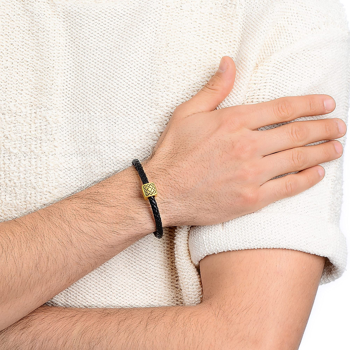 CHOW SANG SANG 999 24K Solid Gold Celtic Knots Noir Charm Bracelet for Men & Women 86523C