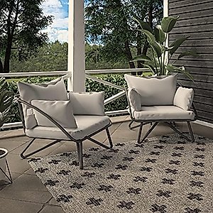Novogratz 88061CWGE Poolside Gossip Collection, Teddi Outdoor, 2-Piece, Charcoal Patio-Lounge-Chairs