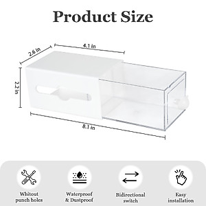 WCHOSOZH 4PCS Wall Mounted Qtip Holder Containers, Bathroom Organizers and Storage for Cotton Ball, Mini Wall Storage Double-Sided Drawer, for Swabs, Lipsticks Floss, No Drilling