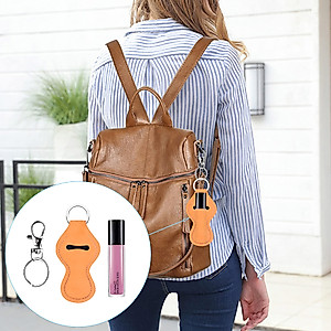 Duufin 20 Pieces Chapstick Holder Keychain Lipstick Holder Lip Balm Holder with 20 Pieces Metal Clip Cords Chapstick Keyring Holder for Chapstick Tracker and Safeguard, 10 Colors