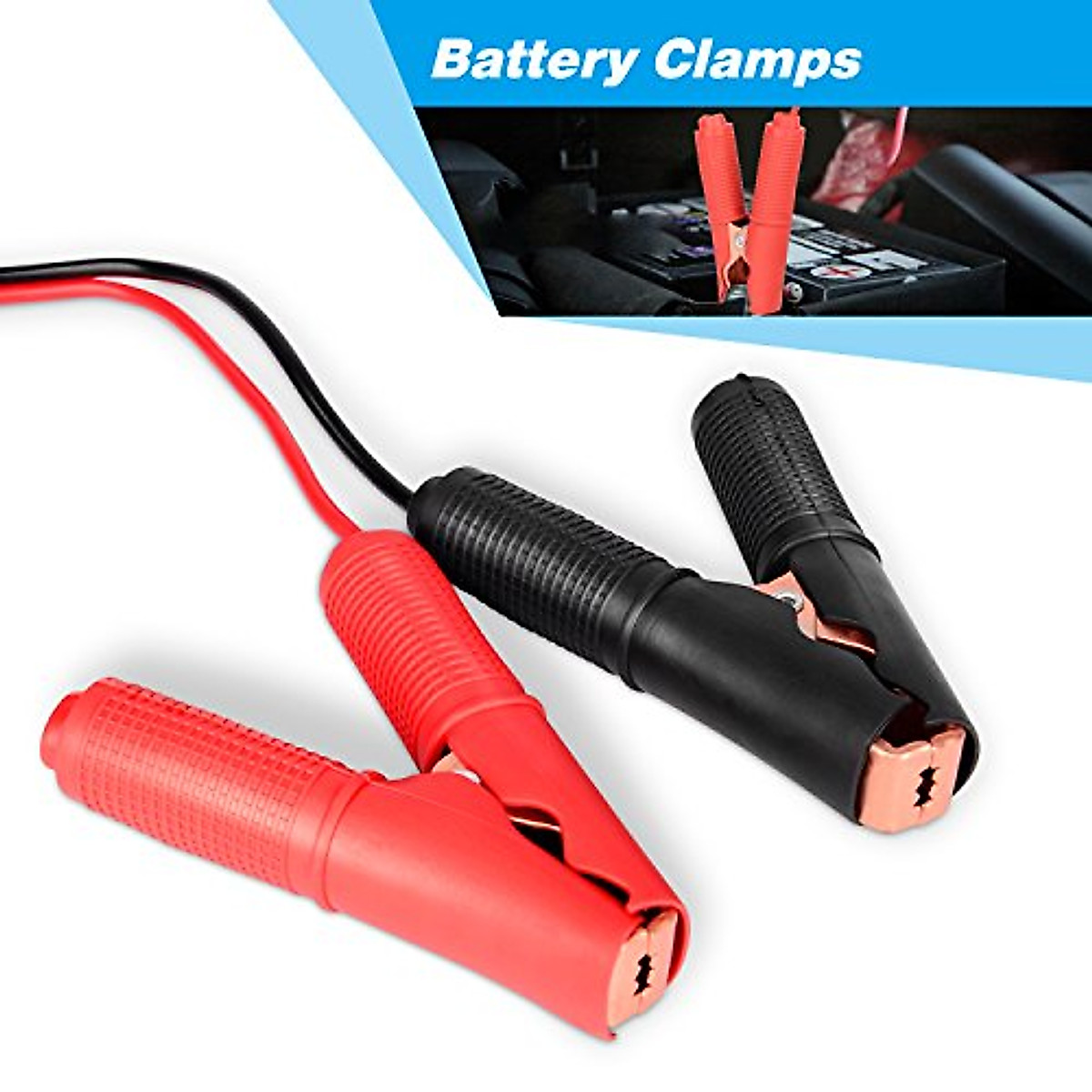 Nilight - GA-ACC-01 2 Pcs 30A Alligator Clips Booster Jumper Cable for Car Battery Charging Charger, 6 mm Copper Terminal