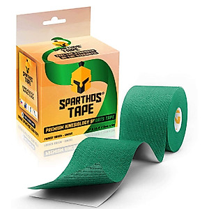 Sparthos Kinesiology Tape [Forest Green - 16.4ft Uncut Roll] x Ice Packs for Injuries [Size Medium + Cover]