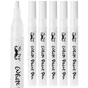 Mr. Pen- White Paint Pen, 6 Pack, Water-Based, Acrylic Paint Marker, White Paint Marker, White Pens for Art, White Markers for Black Paper, White Paint Pen Medium Tip, White Fabric Pen