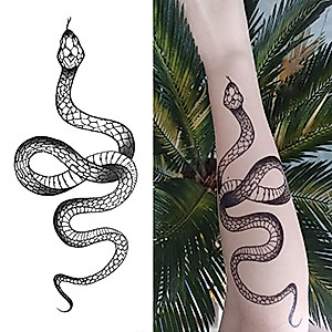 Fashion Realistic Big Size Black Snake Temporary Tattoo Stickers for Women Men Waterproof Fake Tattoo Waist Body Forearm Arm