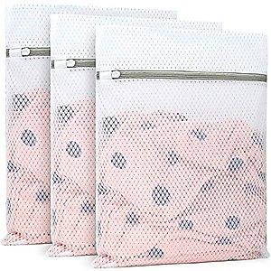 3Pcs Durable Diamond Mesh Laundry Bags for Delicates 12 x 16 Inches (3 Medium)