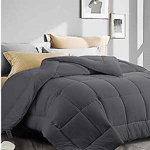 ASHOMELI Queen Size Comforter,Cooling Comforter for Night Sweats,All Season Down Alternative Comforter,Duvet Insert with Corner Tabs (Dark Grey,Queen,88"x88")