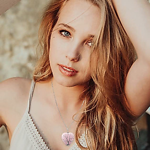 Top Plaza Natural Rose Quartz Healing Crystal Necklace Silver Life Tree Wire Wrapped Heart Shape Stone Pendant for Women Ladies Mothers Day Gifts