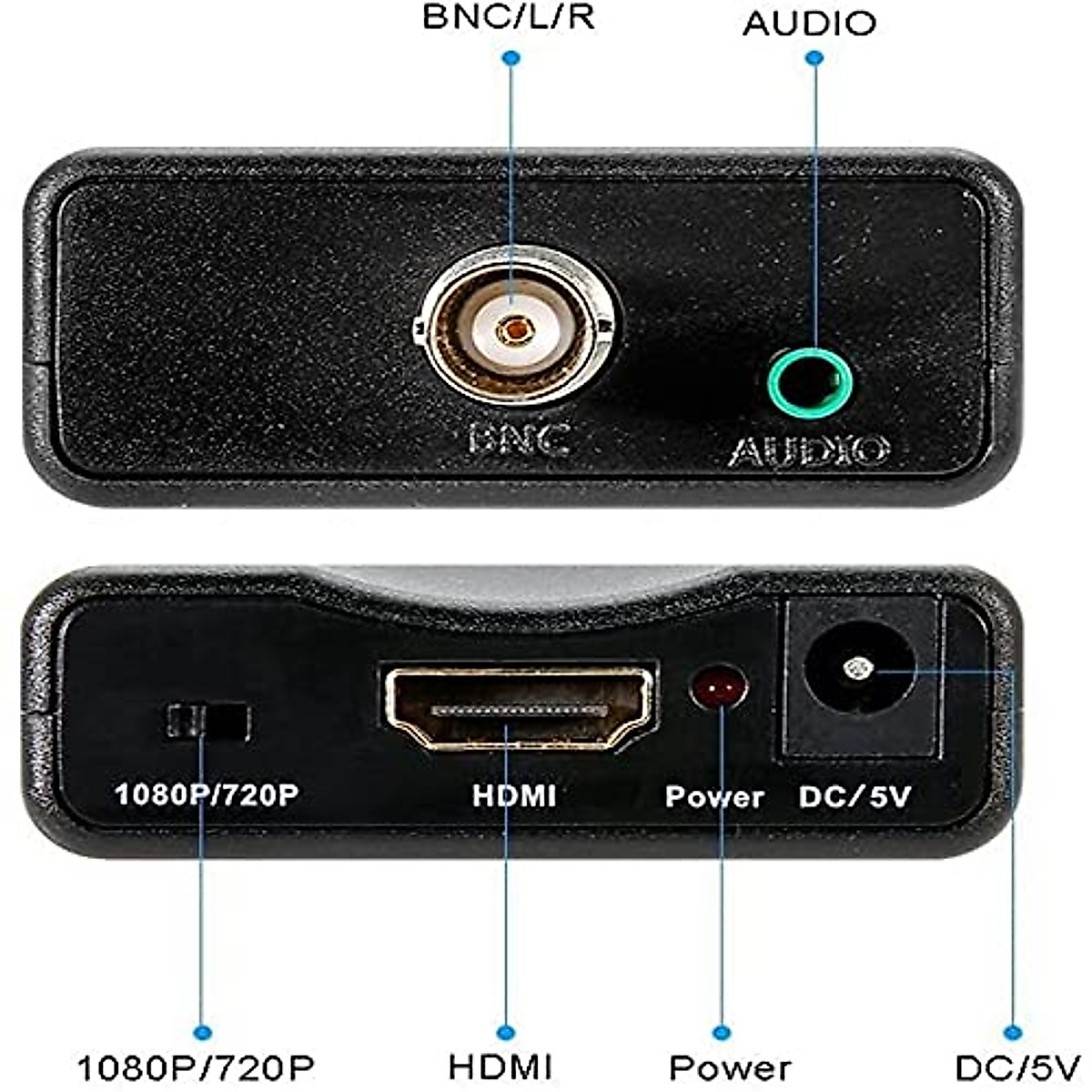 BNC to HDMI Video Converter Box,BNC Adapter with Audio for Security Cameras DVRs Supports 720P/1080P Output