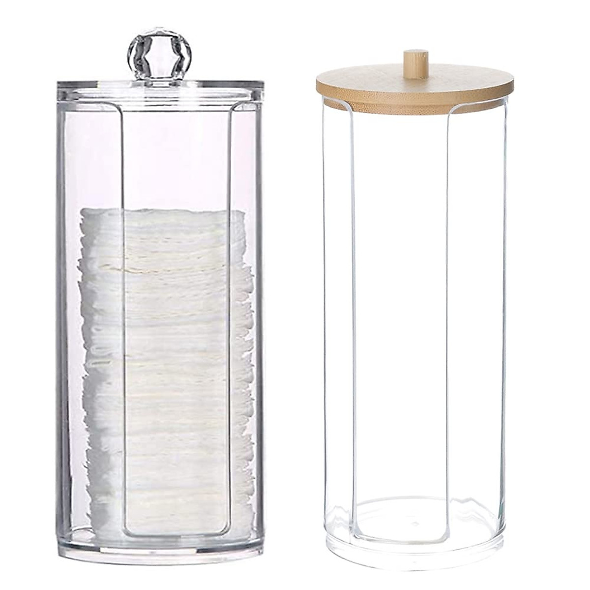 Cosmetic Organizer for Qtip Holder Dispenser Cotton Balls Cotton Swabs Clear Plastic Storage Box Makeup Organizer with Lid Cotton Swab Ball Pad Holder