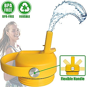 Straw Lid for YETI Rambler Jr. 12 oz Kids Bottle and Rambler 12 18 26 36 64 oz Bottle, Flexible Handle with Straw for Lid and Top Accessories Replacement