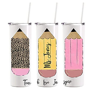 AVITO Personalized 20 oz Teacher Appreciation Cup, Permanent Printing Teacher Gift, Teacher Pencil Tumbler, Teacher Gifts, Teacher Life Cup