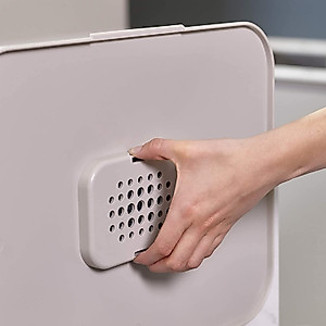 Joseph Joseph Totem Max 60 liter Waste Separation and Recycling Kitchen Trash Can with Odor filter and removable food waste caddy, Stone