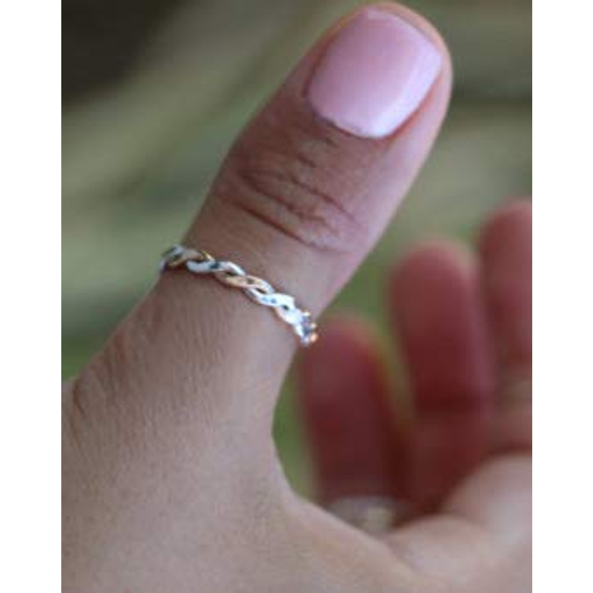 TOE RINGS & THINGS Thumb Ring | Twine Medley | .925 Sterling Silver & Gold Filled Braid | Fitted Thumb Ring (8)