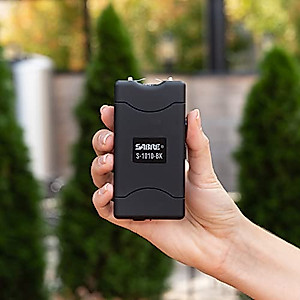 SABRE 2-in-1 Stun Gun with LED Flashlight, Self Defense Stun Gun with Painful 1.160 µC Charge, 120 Lumens, Rechargeable Battery, Easy to Use Safety Switch, Belt Holster for Quick Access