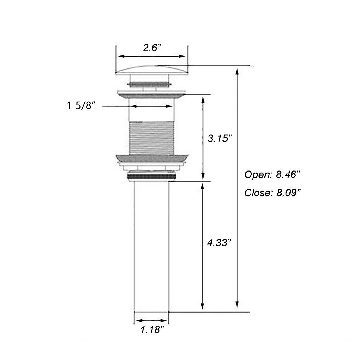 Wovier 1 5/8" Bathroom Faucet Vessel Vanity Sink Pop Up Drain Stopper Without Overflow,Brushed Nickel