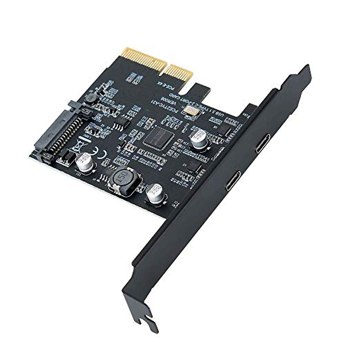 BEYIMEI PCI-Express 4X to USB 3.1 Gen 2 (10 Gbps) 2-Port Type C Expansion Card Asmedia Chipset,Integrated SATA15PIN Power Supply Interface,for Windows 7/8/10/MAC OS 10.14