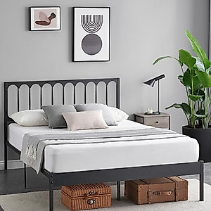 GAOMON 12.6 Inch Queen Size Bed Frame, Queen Platform Bed Frame, Metal Platform Bed Frame with Headboard/Mattress Foundation for Storage/No Box Spring Needed (Black)