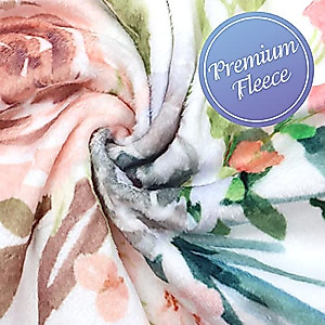 SPOKKI 4 PCS Baby Monthly Milestone Blanket, 51"x40" Premium Fleece Floral Memory Blankets kit for Newborn Girls Boys Photography Props and Mom Nursery Shower Gift (Pink)