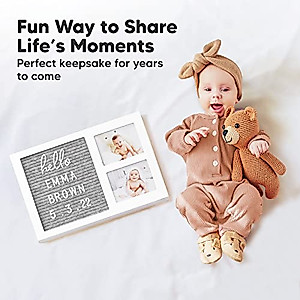 Baby Picture Frame, Ultrasound Picture Frames with Felt Letterboard - Baby Photo Frame, Sonogram Picture Frame,Baby Keepsake, Sonogram Picture Frame, Baby Photo Frame, Baby Shower Gifts (Alpine White)