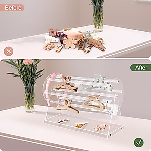 Uquelic Acrylic Claw Clip Organizer, 360-Degree Rotating Hair Clip Organizer (Monolayer)