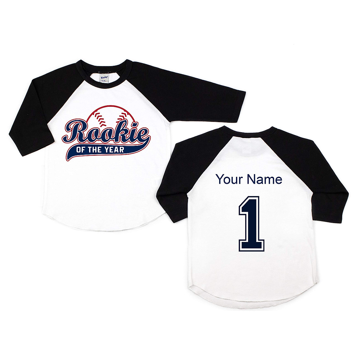 Rookie of The Year First Birthday Baby Boy Custom T-Shirt for 1 One Year Old Toddler 1st Birthday Personalized Shirt Infant Kids Tee Black, 12 Months