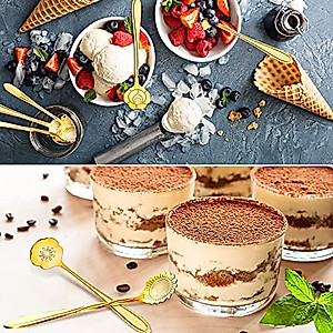 40 Pcs Flower Dessert Spoons Stainless Steel Sugar Spoon Stirring Coffee Spoons Small Tea Spoons Cafe Bar Spoon Cute Coffee Teaspoon Mini Tableware for Demitasse Espresso, 8 Styles (Gold)