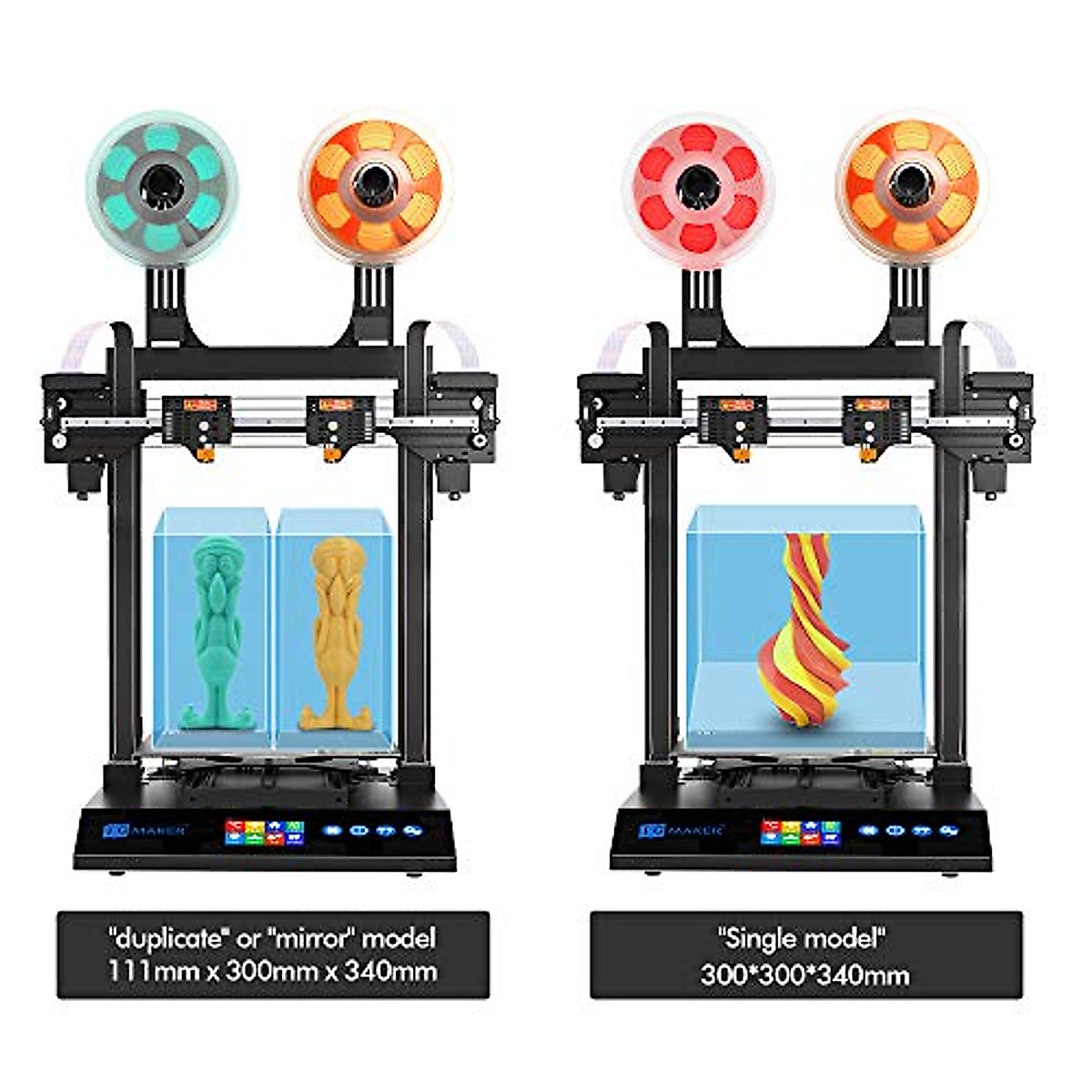 JGMAKER Large 3D Printer Artist-D Pro Auto Leveling IDEX Dual Extruder 3D Printers Direct Drive Extruder with Linear Rail X-axis Optical Endstop Meanwell Power Supply 32bit TMC2209 Driver