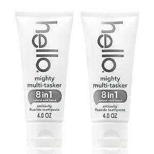 hello Mighty Multitasker Fluoride Toothpaste, 8-in-1 Toothpaste with Minty Flavor, Anticavity, Antigingivitis, Antisensitivity, Strengthens Enamel and Whitens, 2 Pack, 4.0 Oz Tubes