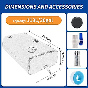 113L/30gal Water Bladder Storage Containers, Foldable Portable Water Tank Large Capacity Soft Water Bag, Drought Resistance, Fire Prevention, Emergency Water