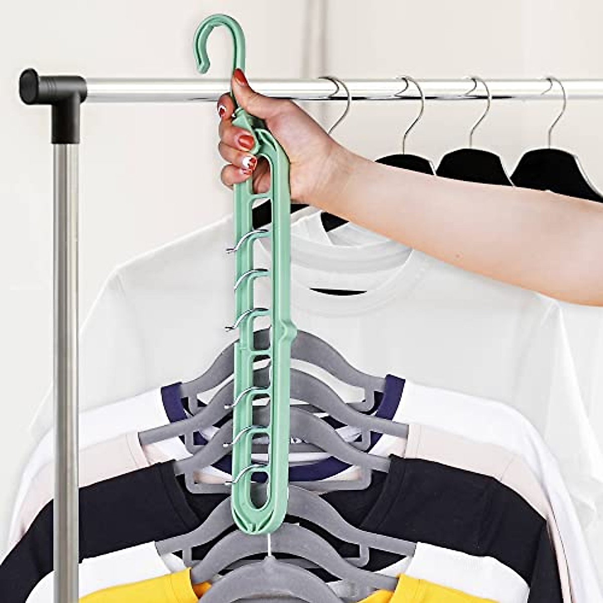 Space Saving Hangers Closet Organizers Pack of 6 Clothes Hanger, Closet Organizer and Storage for Wardrobe Organization - Sturdy and Durable Plastic - Lightweight Multi-Functional Space Saver