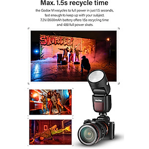 Godox V1-O TTL Flash Speedlite 76WS GN92 2.4G High-Speed Sync 1/8000s 2600mAh Li-ion Battery Round Head Camera Speedlight with Godox AK-R1 Accessories Kit Compatible for Olympus Panasonic Cameras