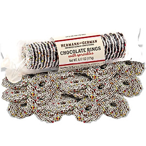 Needzo Hermann the German Chocolate Rings with Sprinkles, Ring Shaped Cookie Chocolates, Holiday Stocking Stuffers, Present Fillers, and More, 6.17 ounces