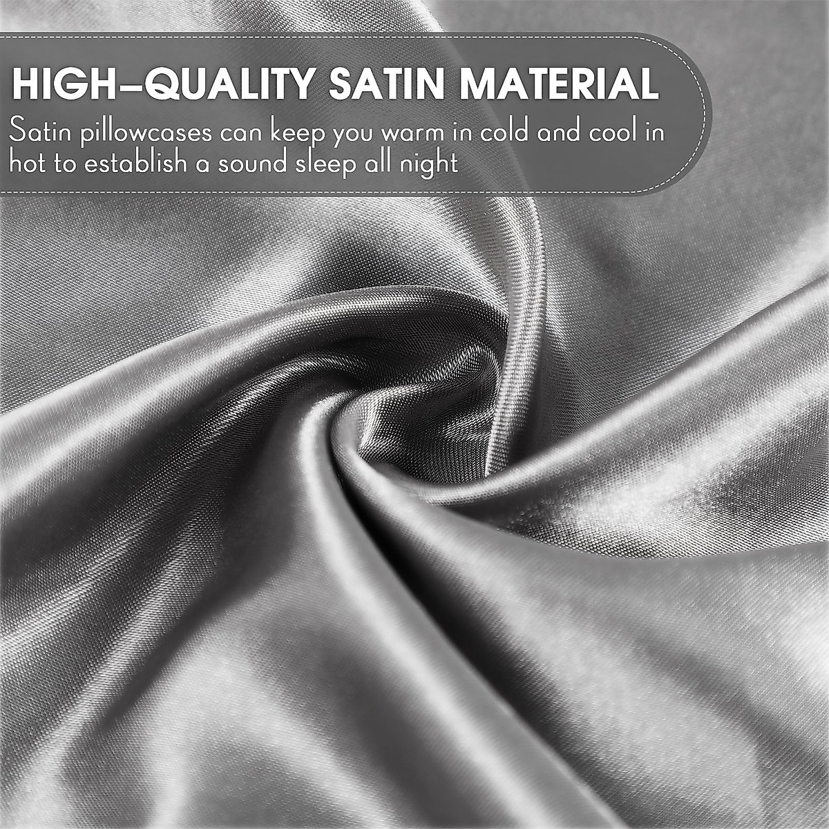 Buryeah 4 Pcs Satin Pillowcase for Hair and Skin with Elastic Band Soft Cooling Satin Pillowcases Queen Size(Dark Gray)