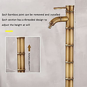ManiCrown Full Copper Vintage Garden Water Column with Faucet, Modern Freestanding Water Fountain Yard Water Dispenser, Patio Watering Car Wash Hose for Tub/mop Pool
