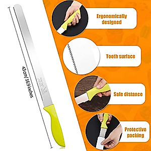 3 Pieces Kitchen Baking Tools, Adjustable Cake Levelers, Double Wire Cake Slicer Levelers and Stainless Steel Cake Knife with Plastic Handle for Wedding Birthday Layer Cake