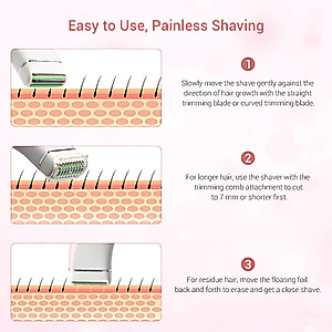 Electric Razor for Women, Nicare Women Electric Shaver with 3-1 Shaving Blade for Bikini Trimmer Body Hair Removal for Legs and Underarms Rechargeable Painless Cordless Wet and Dry Use