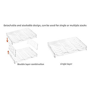 IEEK Plastic Stackable Bottle Storage Holder Rack,Free-Standing Water Bottle/Wine and Drink Organizer Shelf for Kitchen Cabinet,Fridge,Countertop,Pantry,Freezer,2 PackX3 Bottles,Clear