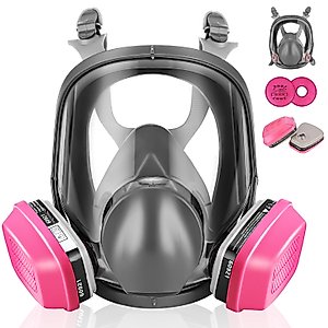WSYBB Full Face Respirator Mask with Filters 60921 & 2097, Gas Mask Against Dust, Organic Vapor, Paint, Welding, Chemicals, Epoxy Resin, Sanding, Woodworking