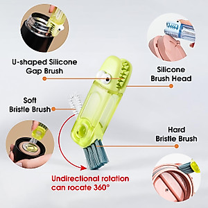 GOKOZIKI 4 in 1 Multifunctional Gap Cleaning Brush, Silicone Lid Cleaning Brush, 3 in 1 Cleaning Brush for Tumblers and Cups, Water Bottle Cleaning Tool, Lid Cleaner, Kitchen Gadget Brush