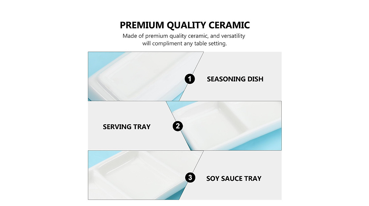 Elegant 6 Inch Ceramic 3-Compartment Serving Tray