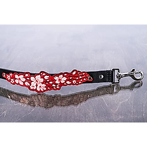 Dog Large Sakura Cherry Blossoms Collar, Dog Lover Handstitched Collar, Padded Leather Dog Collar, Dog Collar Handmade Leather