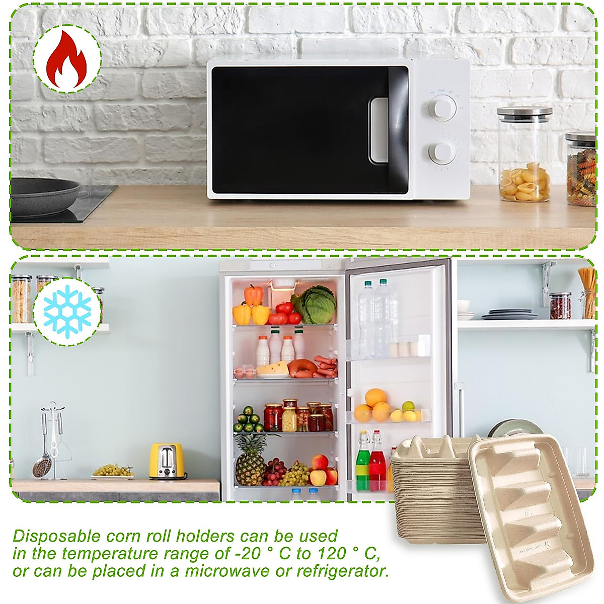 50PCS Disposable Taco Holder for Party，Disposable Taco Plates with 3 Dividers Disposable Taco Holders for Party, Taco Tray Holder, Pulp Fiber Plates Disposable for Taco Tuesday Lazy Susan Taco Bar