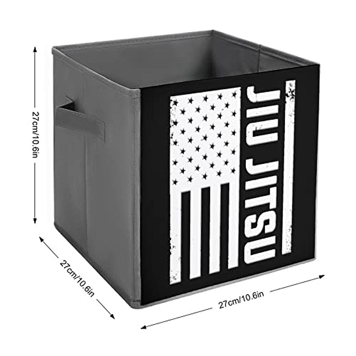 Jiu Jitsu American Flag Canvas Collapsible Storage Bins Cube Organizer Baskets with Handles for Home Office Car