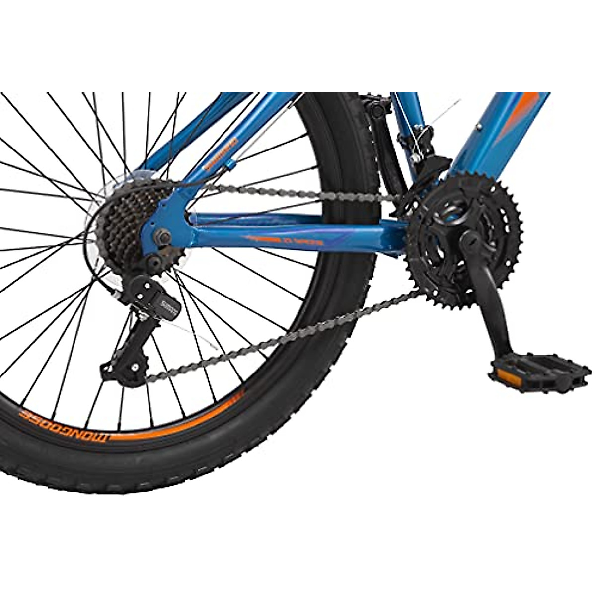 Mongoose Flatrock 21-Speed Hardtail Mountain Bike, 24-Inch Wheels, for Boys Girls Men and Women, Front Suspension, 14.5-Inch Lightweight Aluminum Frame, Blue